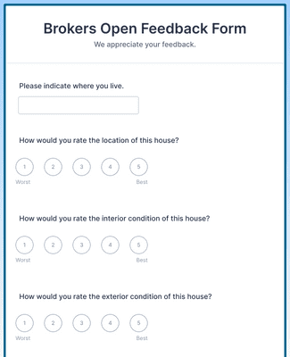 Brokers Open Feedback Form Template | Jotform