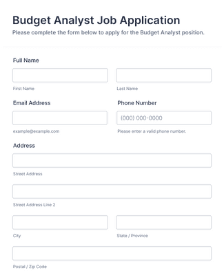 Budget Analyst Job Application Form Template | Jotform