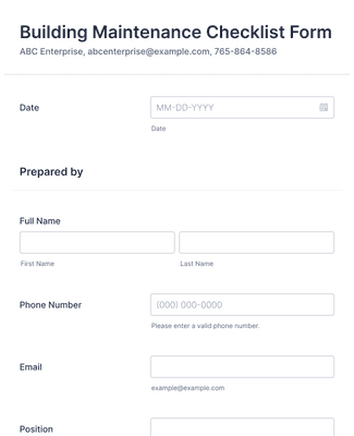 Building Maintenance Checklist Form Template | Jotform