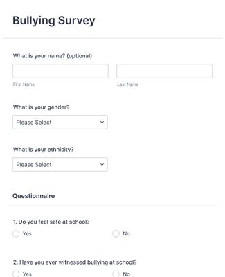 Bullying Survey Form Template | Jotform