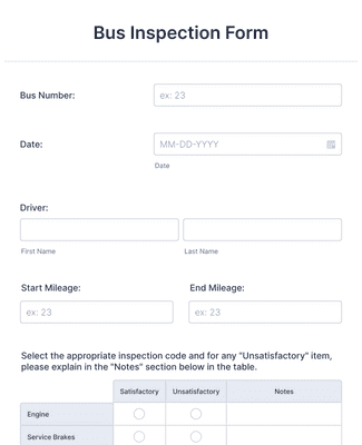 Bus Inspection Form Template | Jotform
