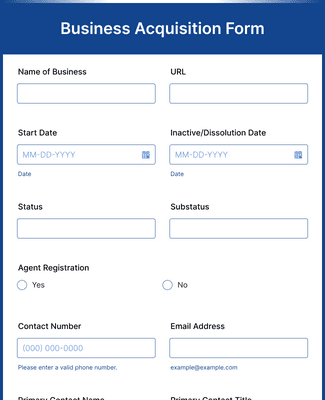 Business Acquisition Form Template | Jotform