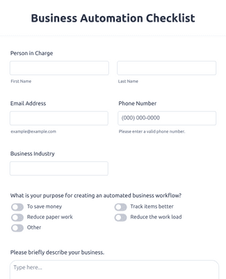 Business Automation Checklist Form Template | Jotform