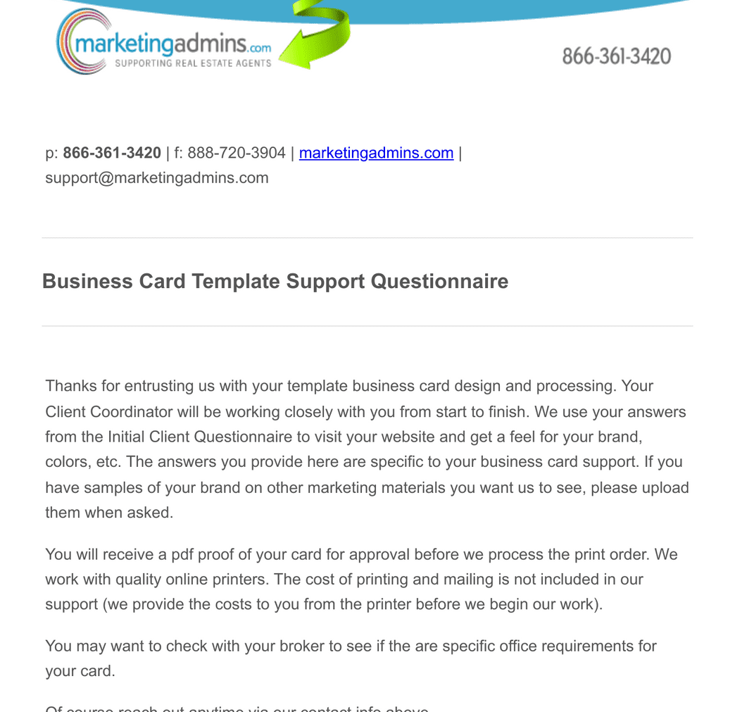 Business Card Template Support Questionnaire Form Template | Jotform