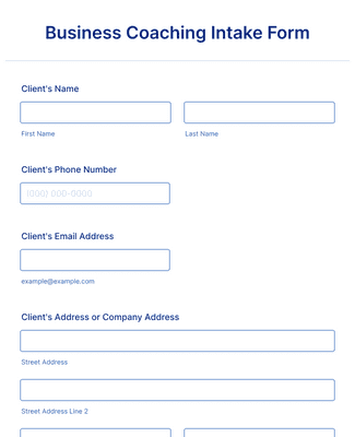 Business Coaching Intake Form Template | Jotform