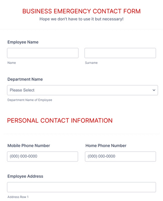 Business Emergency Contact Form Template | Jotform