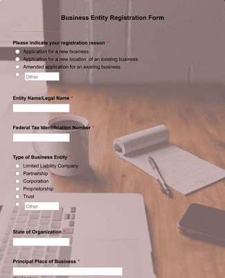 Business Entity Registration Form Template | Jotform