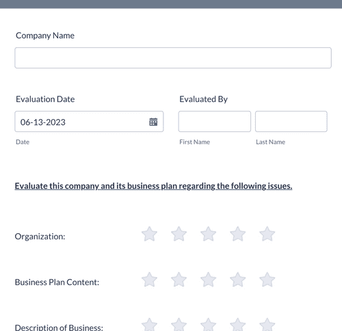 Business Evaluation Form Template | Jotform