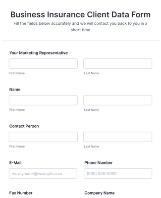 Business Insurance Client Data Form Template | Jotform