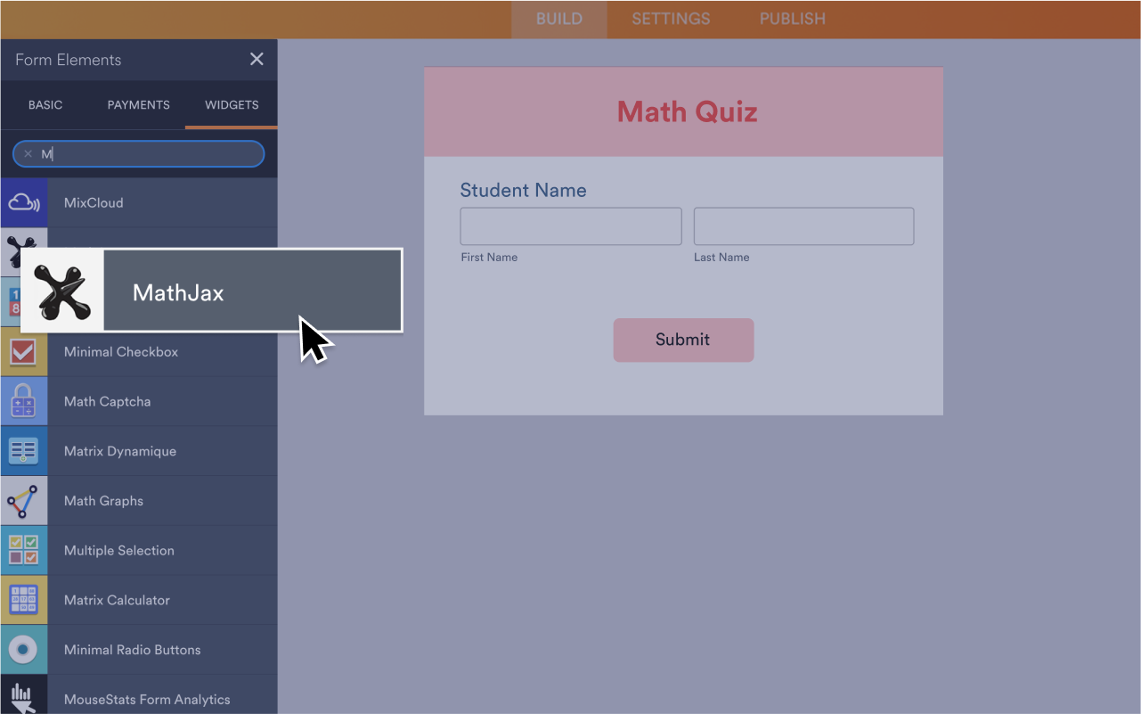 MathJax - 양식 위젯 | Jform
