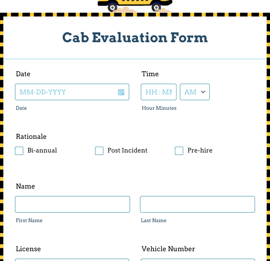 Cab Evaluation Form Template | Jotform