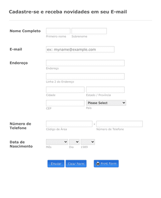 Cadastro Modelo de Formulário | Jotform