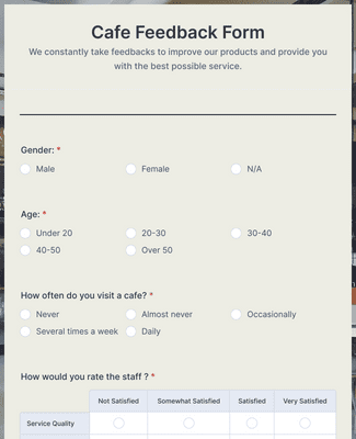 Cafe Feedback Form Template | Jotform