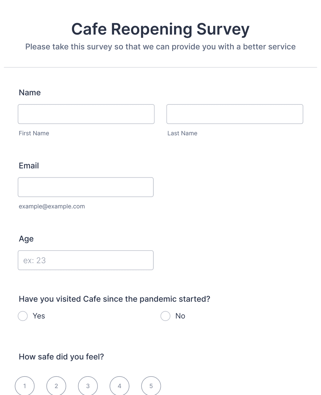 Cafe Reopening Survey Form Template | Jotform