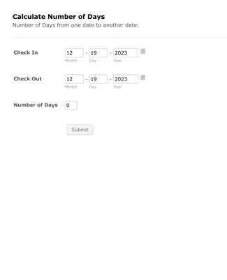 Calculate Number of Days Form Template | Jotform