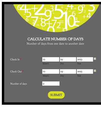 Calculate Number of Days - Grey and Responsive Form Template | Jotform