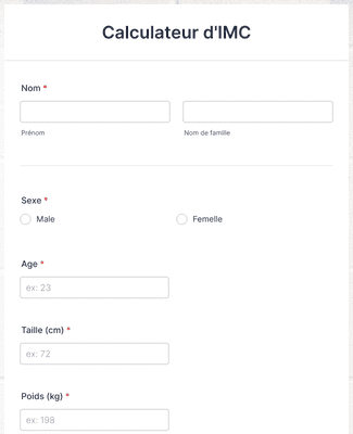 Calculateur d'IMC Modèle du formulaire | Jotform
