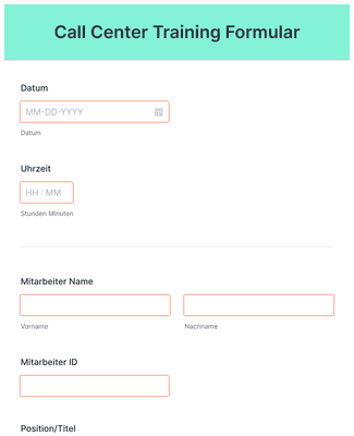 Call Center Training Formular Formularvorlage | Jotform