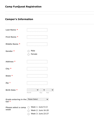Camp Fun Quest Registration Form Template | Jotform