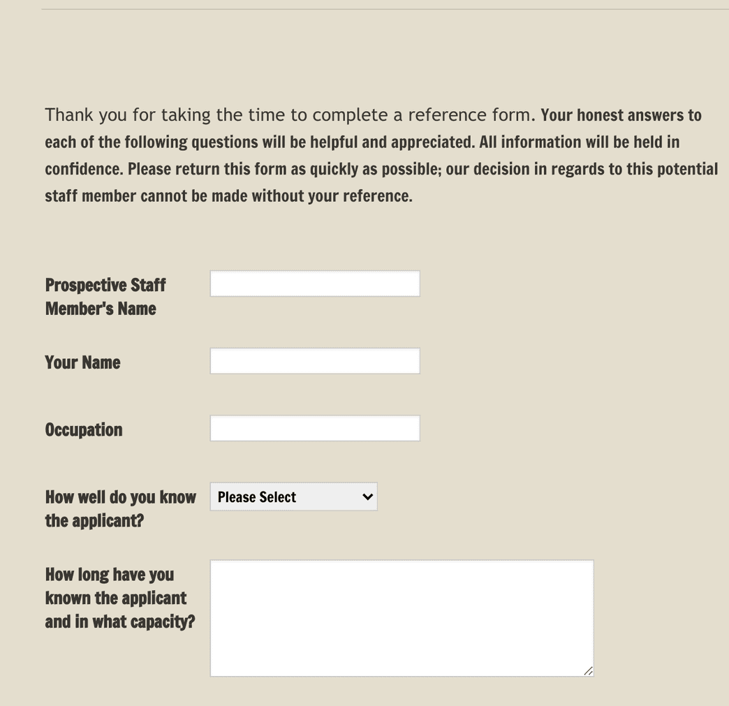 Staff Reference Evaluation Form Template | Jotform