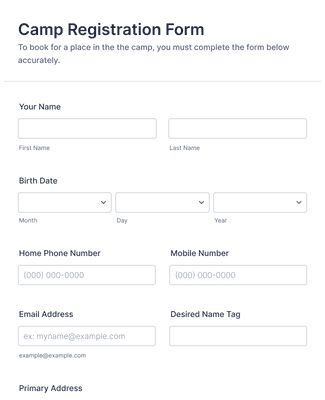 Camp Registration Form Template | Jotform