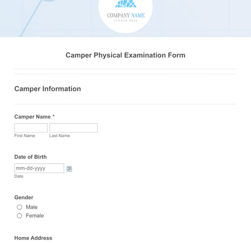Camper Physical Examination Form Template | Jotform