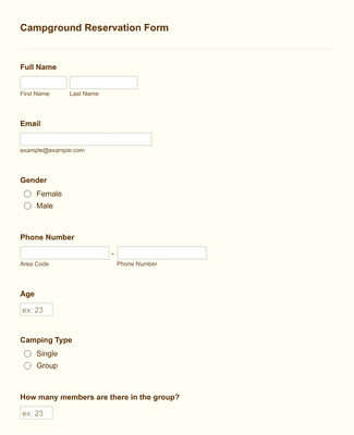 Campground Reservation Form Template | Jotform