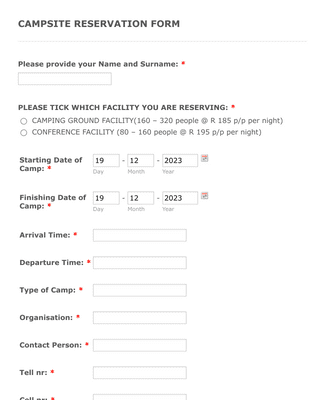 Campsite Reservation Form Template | Jotform
