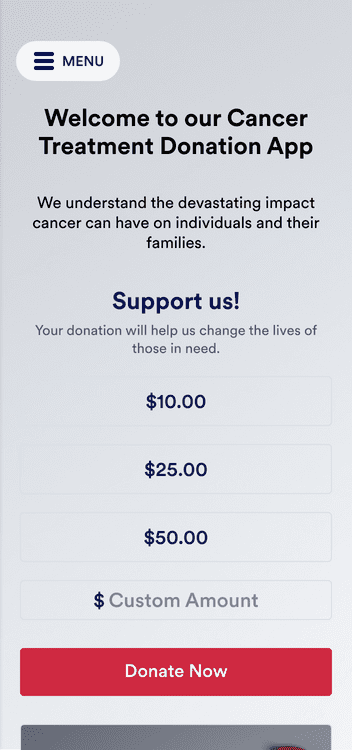 Cancer Treatment Donation App Template | Jotform