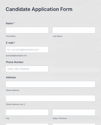 Candidate Application Form Template | Jotform