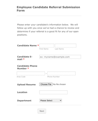 Candidate Referral Submission Form Template | Jotform