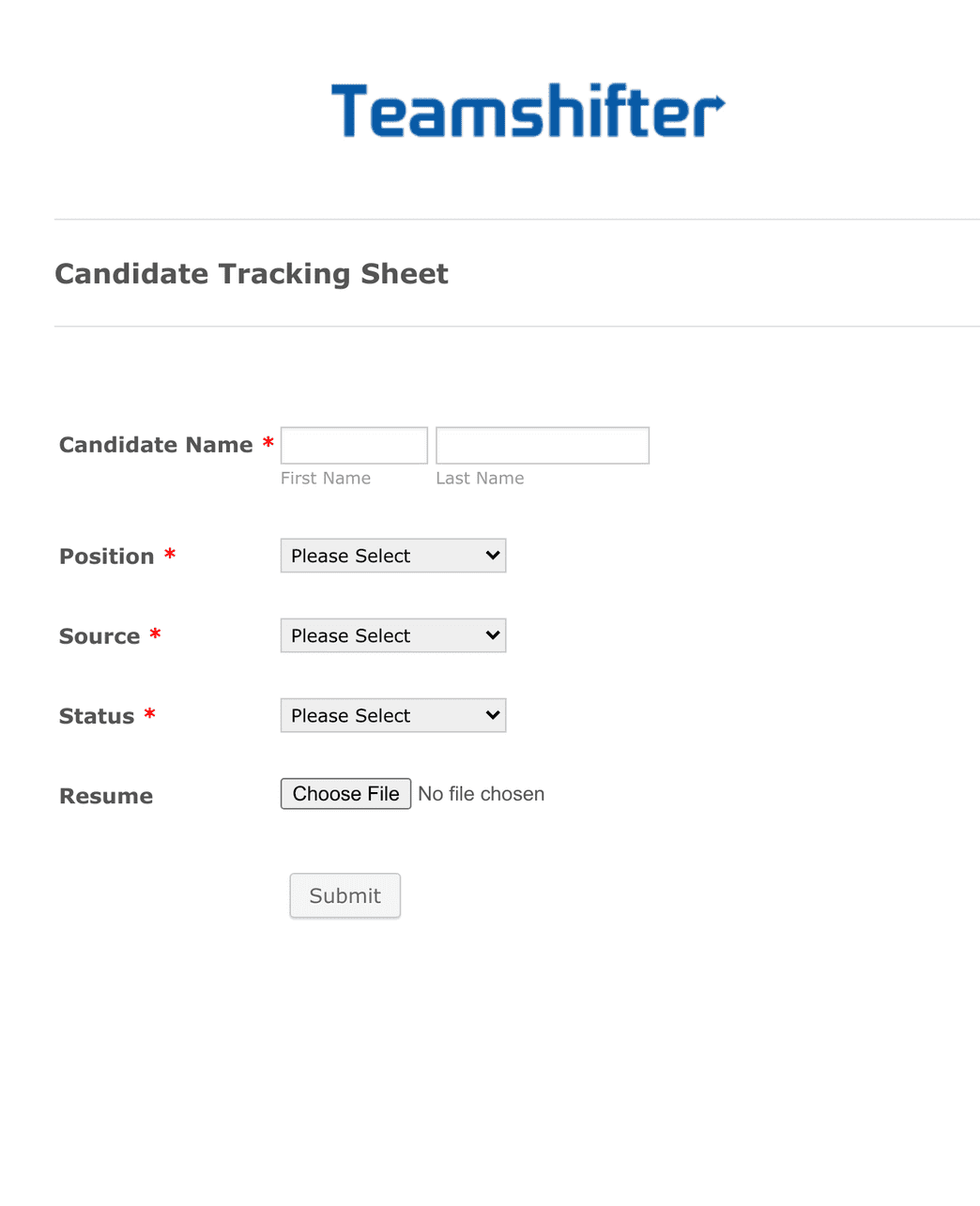 Candidate Tracking Form Template | Jotform