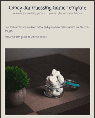 Candy Jar Guessing Game Template Form Template | Jotform