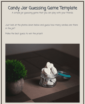 Candy Jar Guessing Game Template Form Template | Jotform