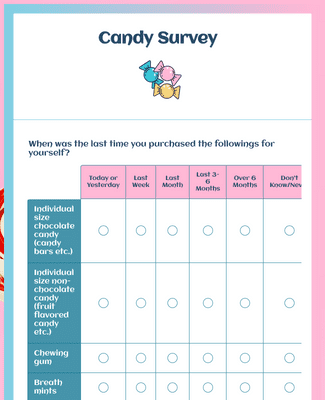 Candy Survey Form Template | Jotform
