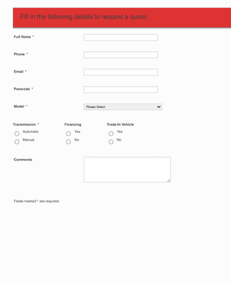 Car Dealership Quote Request Form Template | Jotform