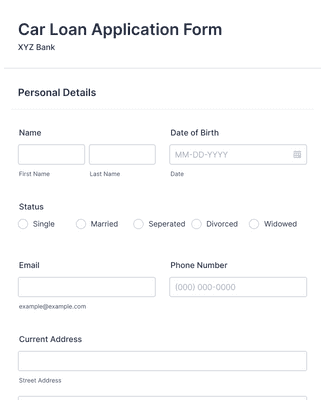 Car Loan Application Form Template | Jotform