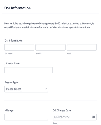 Car Oil Change Record Form Template | Jotform