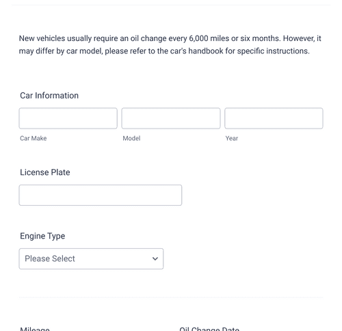 Car Oil Change Record Form Template | Jotform