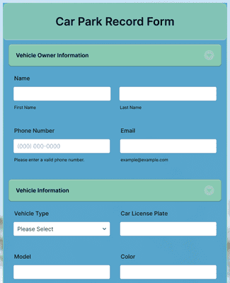 Car Park Record Form Template | Jotform