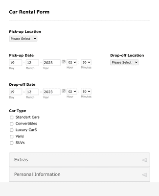 Car Rental Application Form Template | Jotform