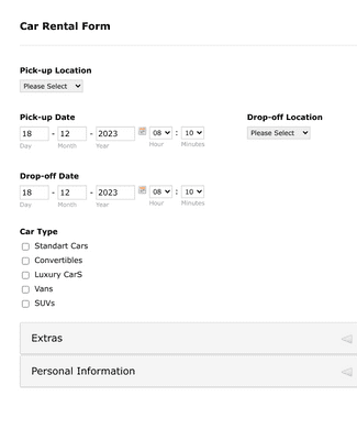 Car Rental Form Template | Jotform