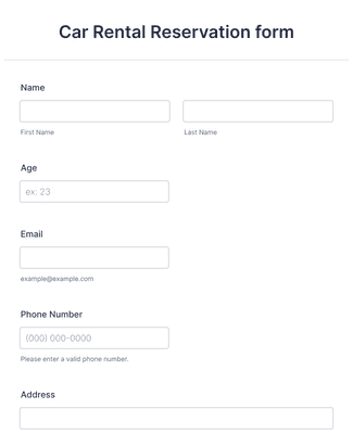 Car Rental Reservation Form Template | Jotform