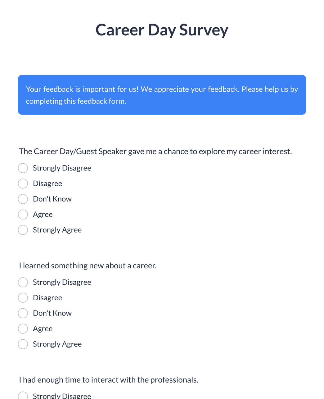 Career Day Survey Form Template | Jotform
