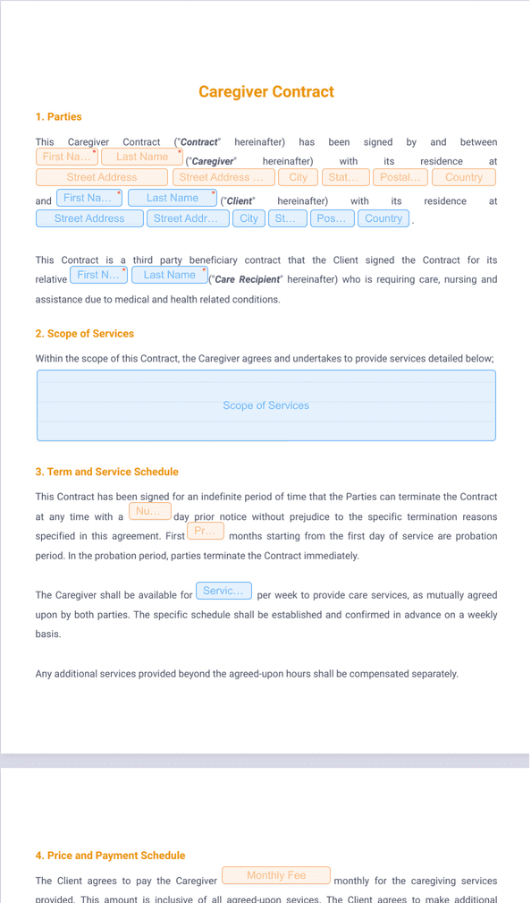 Caregiver Contract - Sign Templates | Jotform Caregiver Contract - Sign Templates | Jotform
