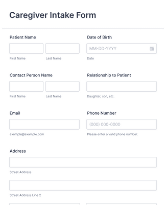 Caregiver Intake Form Template | Jotform