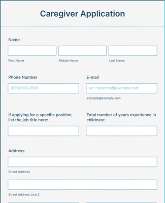 Nursing Home - Care Giver Job Application Form Template | Jotform