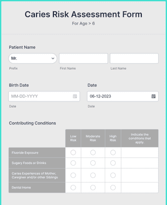 Caries Risk Assessment Form Template | Jotform