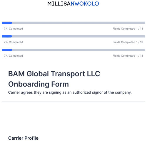 Carrier Onboarding Form Template | Jotform
