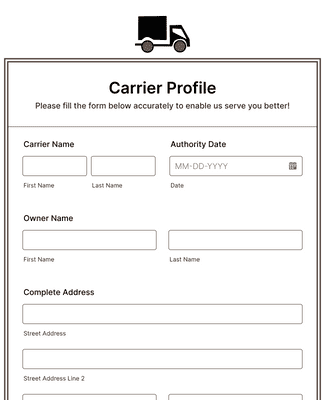 Carrier Profile Form Template | Jotform